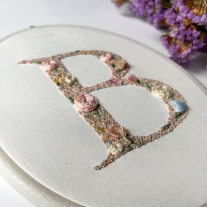 Floral Alphabet Embroidery Hoop, Letter B Embroidery, Monogram Letter ...