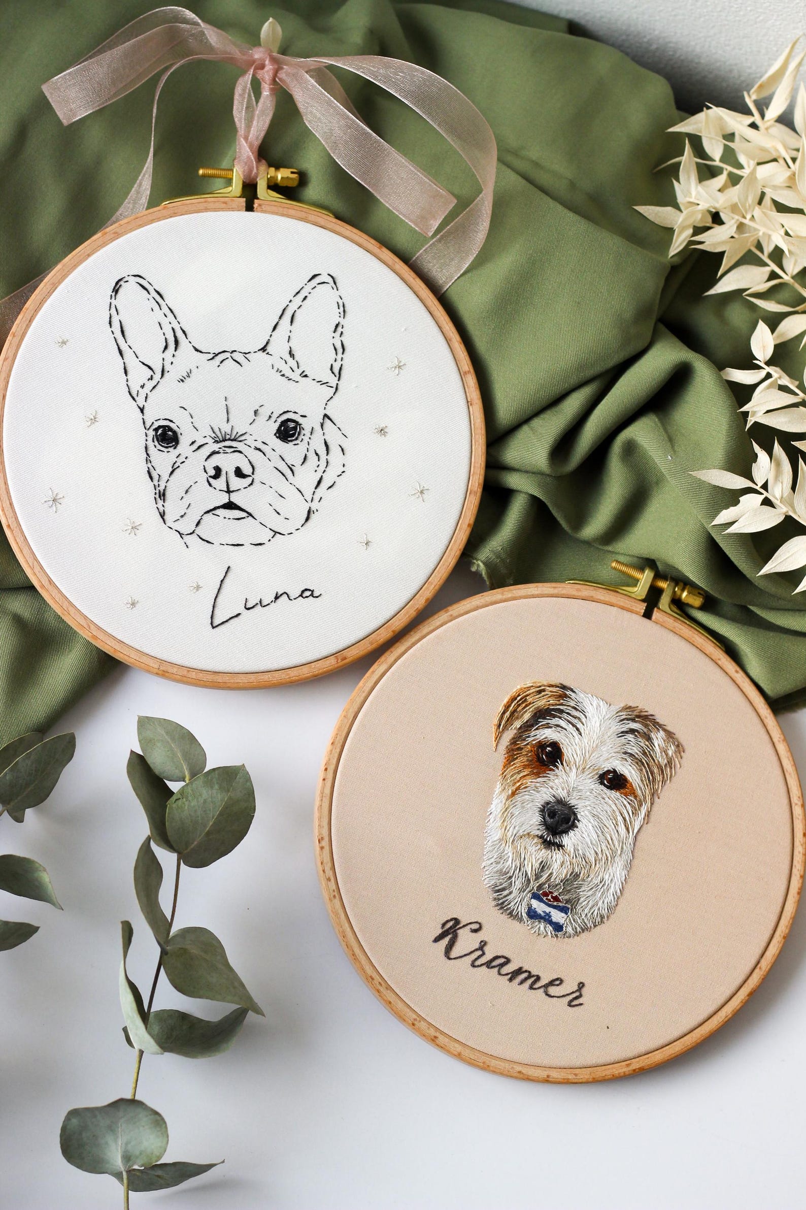Custom Dog Pet Embroidery Portrait Hoop, Dog Owner Gift, Dog Face ...