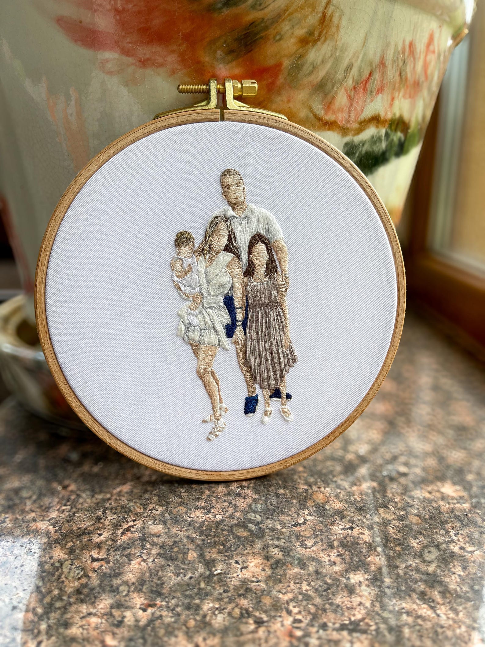 People Embroidered Portrait Hoop, Family Embroidered Gift, Embroidery ...