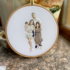 People Embroidered Portrait Hoop, Family Embroidered Gift, Embroidery ...