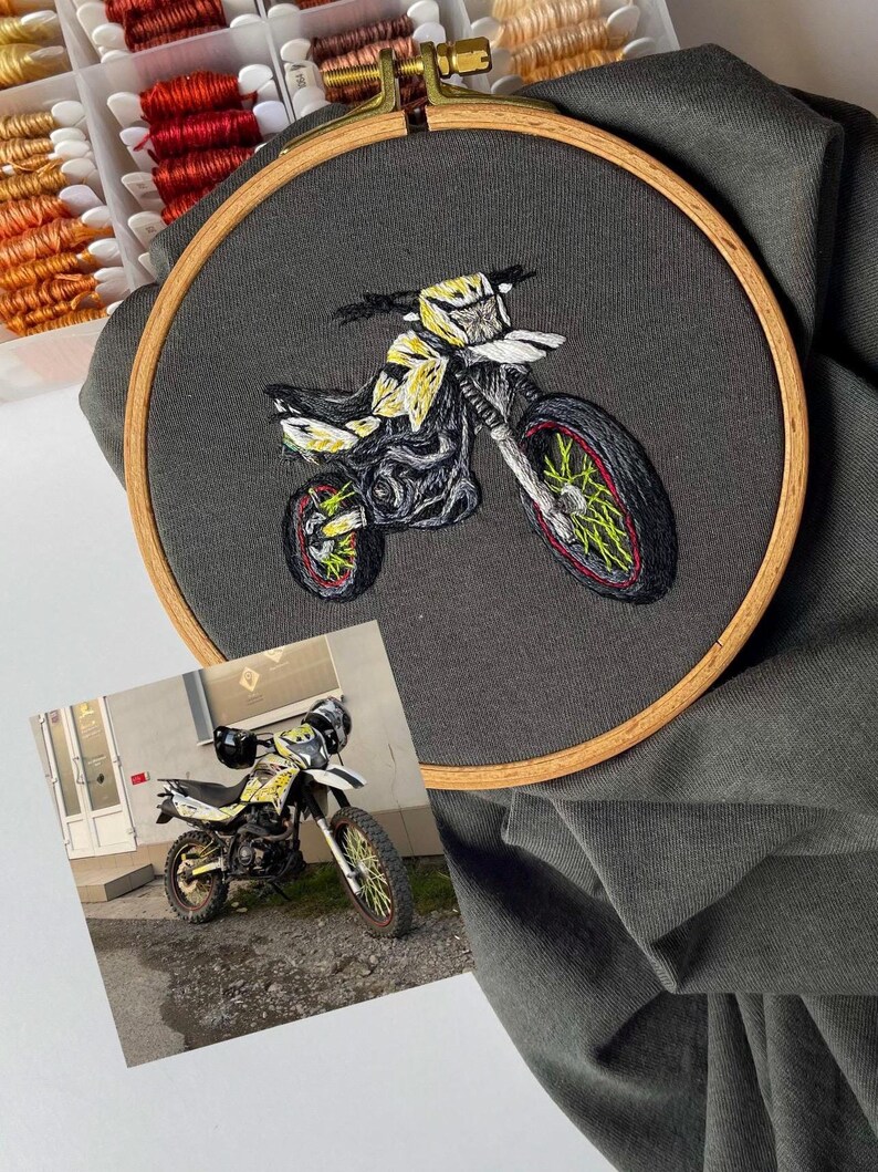Custom Motorcycle Embroidery From Photo – Personalized Bike Portrait ...