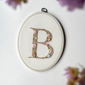 Floral Alphabet Embroidery Hoop, Letter B Embroidery, Monogram Letter ...