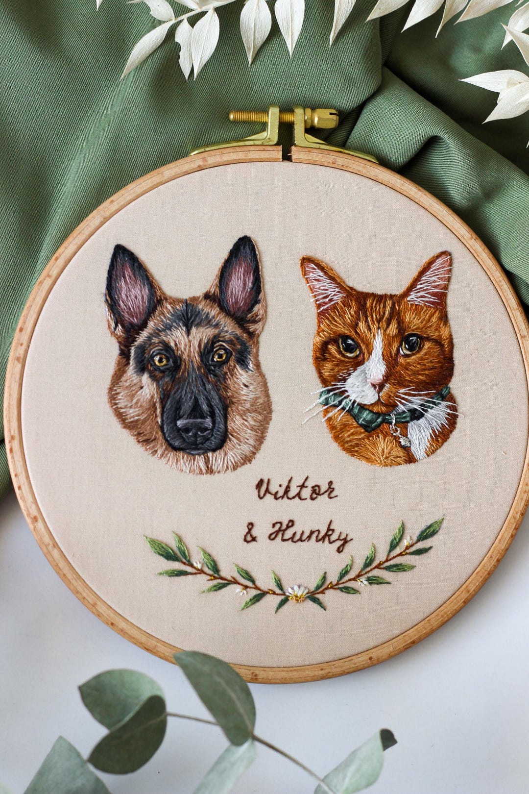 Personalized Dog Face Portrait Embroidery Hoop, Custom Dog Portrait ...