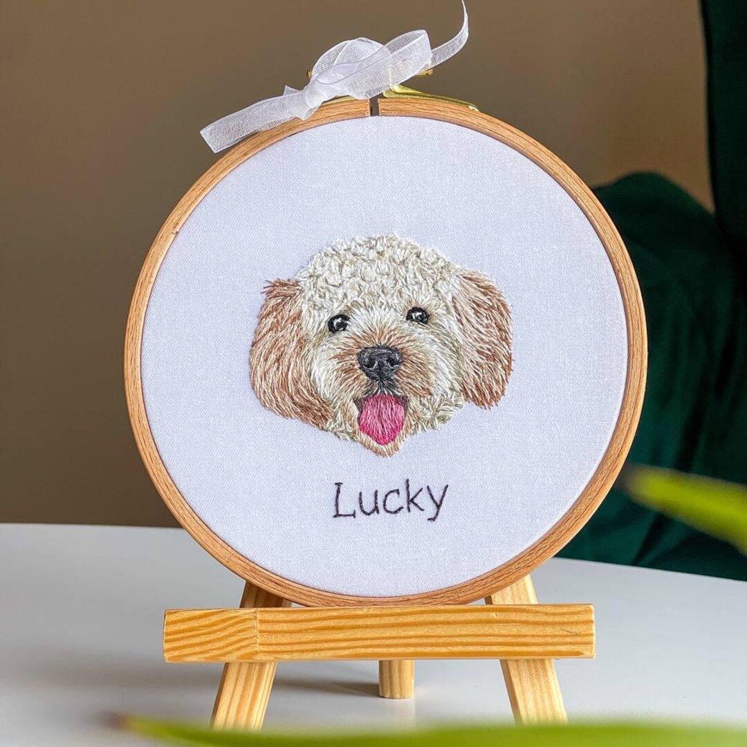 Custom Dog Face Embroidery, Pet Portrait Embroidered, Small Dog ...
