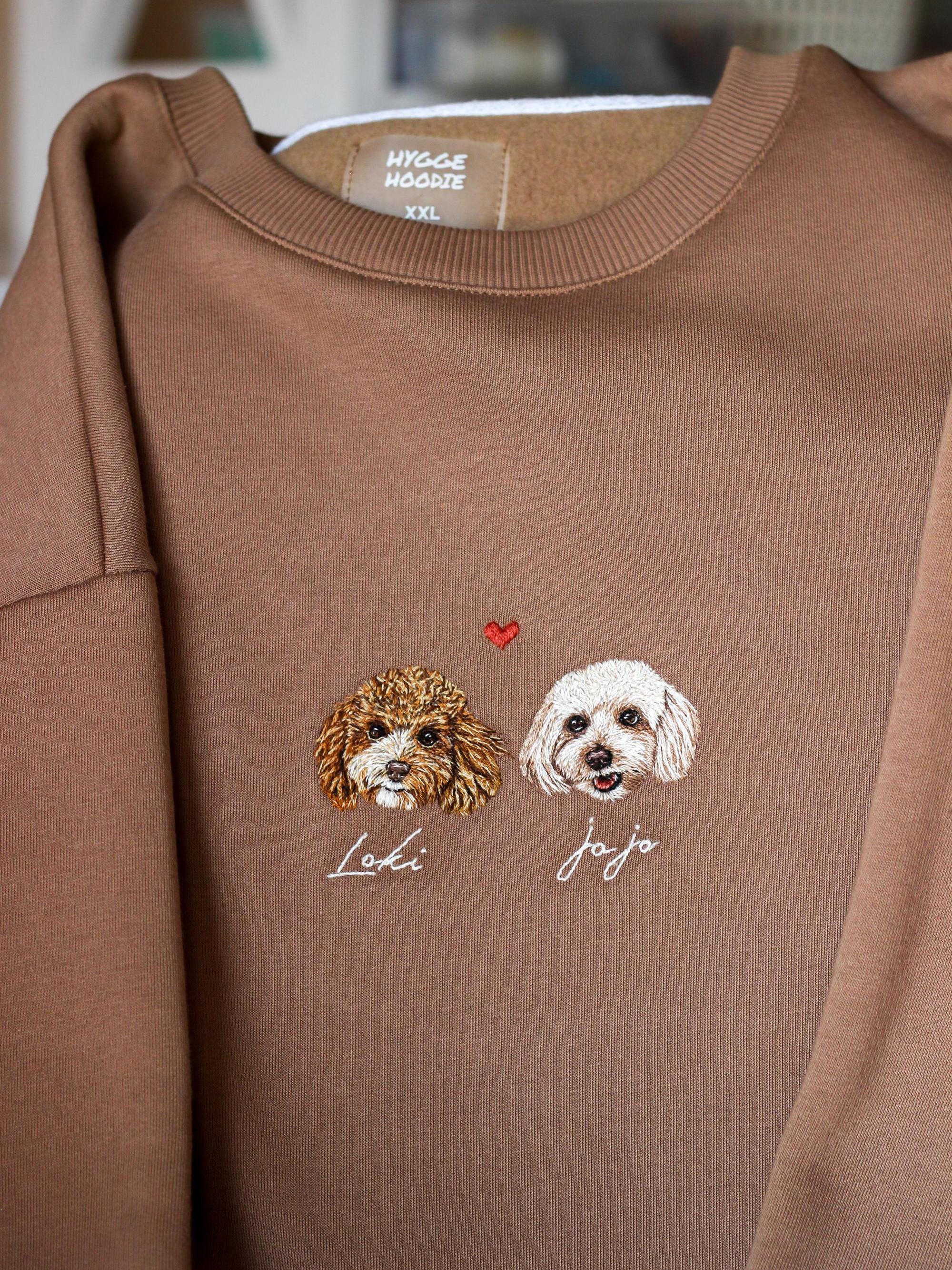 Custom Embroidered Dog Sweatshirt, Pet Portrait Hoodie, Dog Face ...