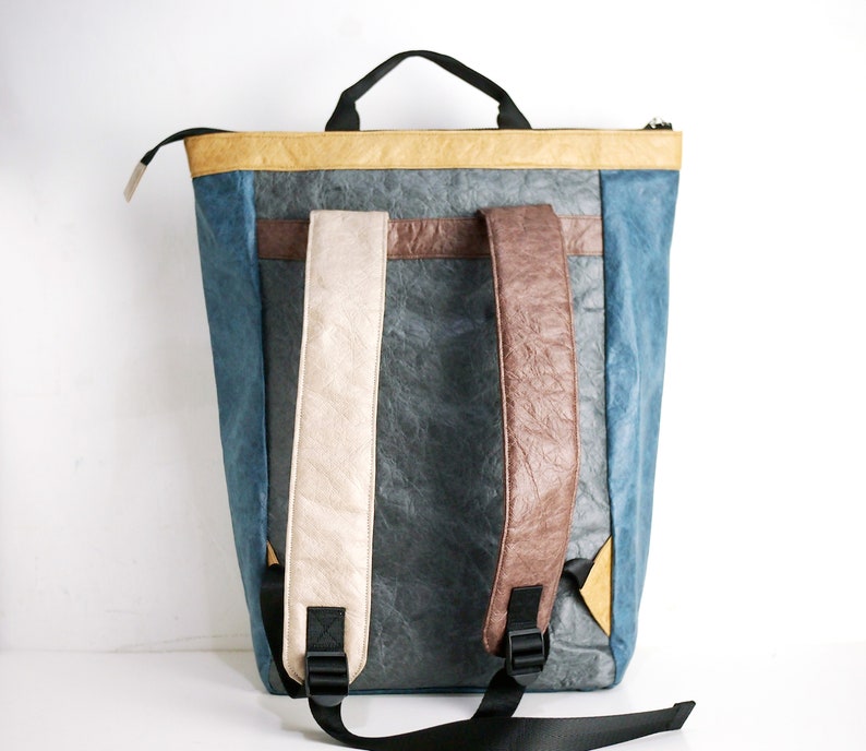 Tyvek® 2 Way Convertible 2 in 1 Backpack Handbag Tote Bag BLUE BROWN ...