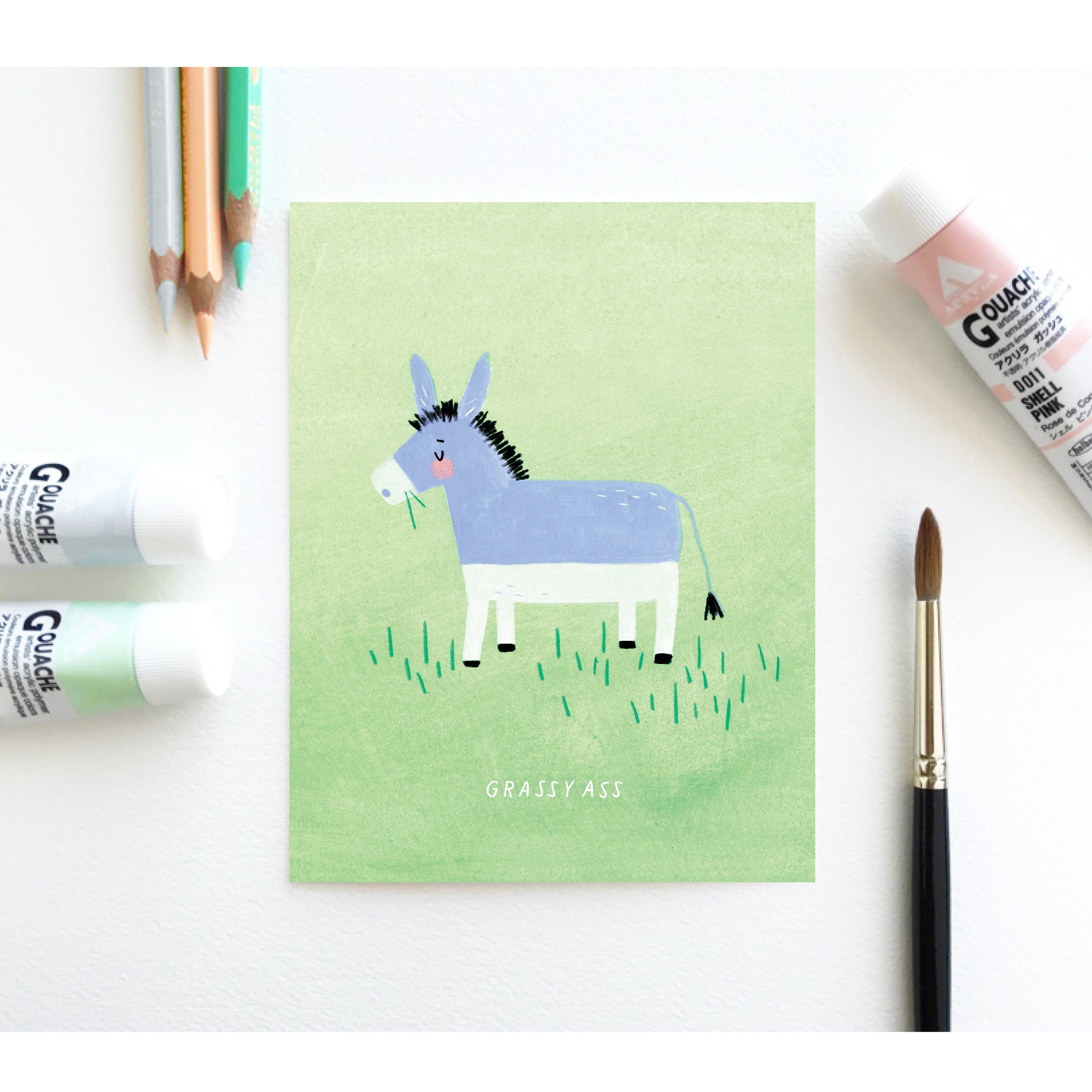 Tarjeta de agradecimiento de burro / Tarjeta de Gracias Pun / - Etsy España
