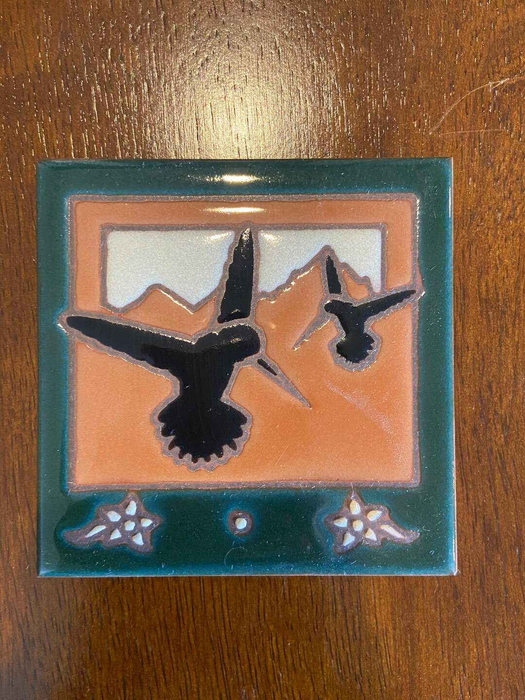 Handmade Ceramic Coaster - Hummers Silh - Green - Etsy