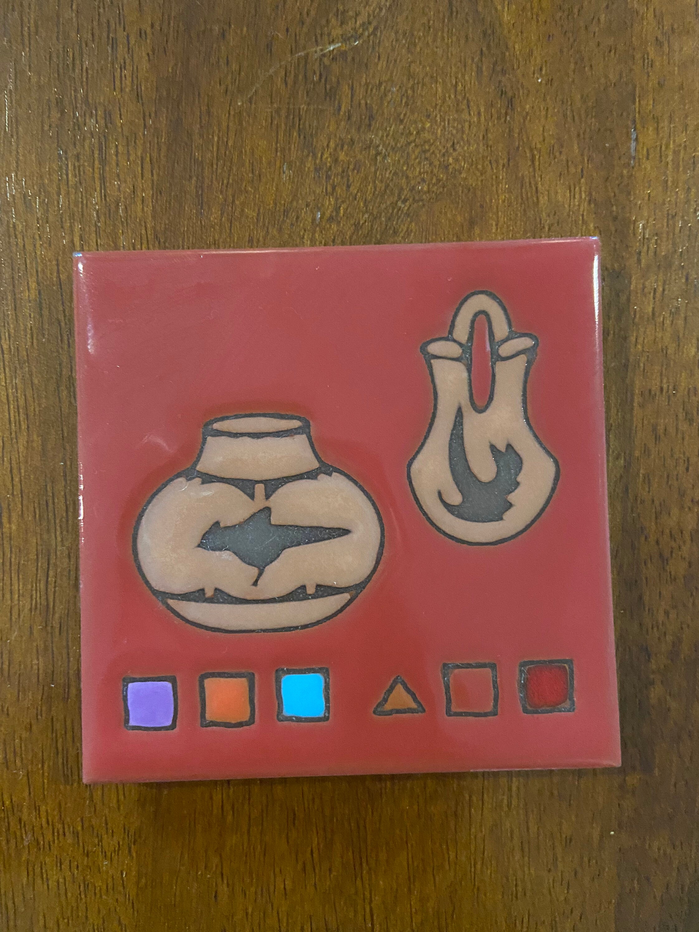 Handmade Ceramic Coaster - Pots - Red - Etsy