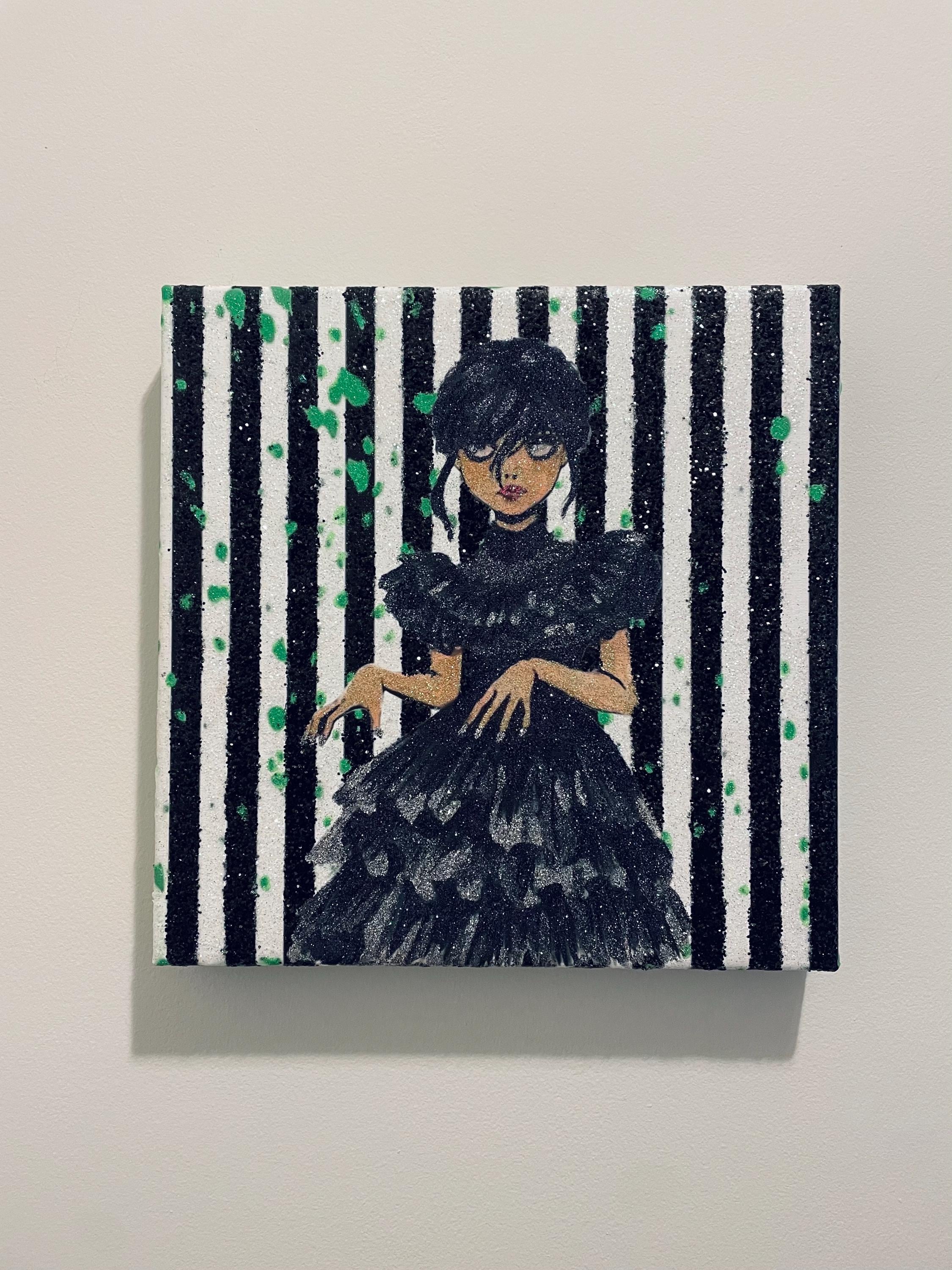 Original Wednesday Addams Glitter Art on Ready to Hang Canvas 12x12 - Etsy