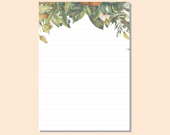 Printable Stationery Paper / A4 A5 / Lined Unlined / Letter Writing ...