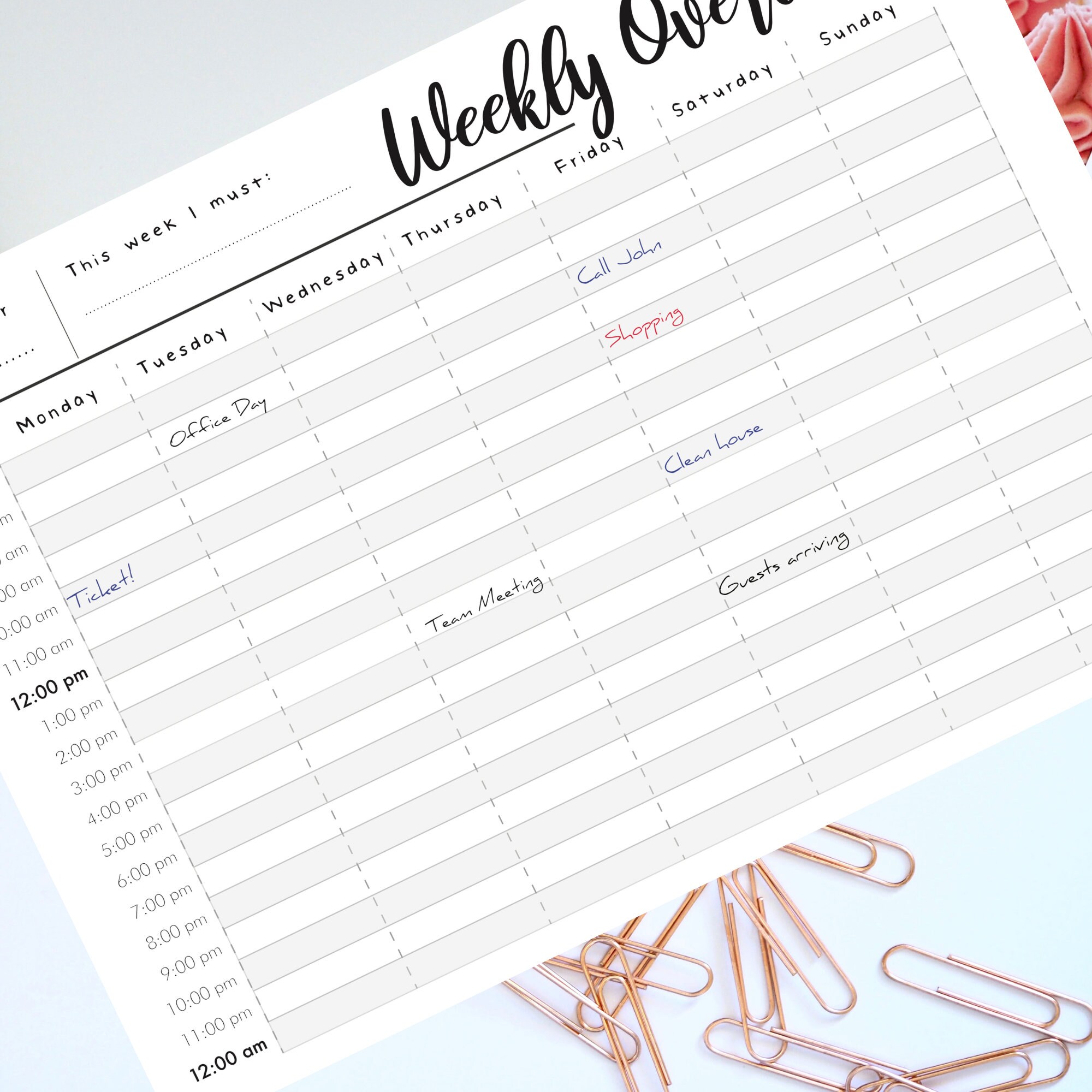 Weekly Planner Printable Planner Pages Instant Download PDF. - Etsy