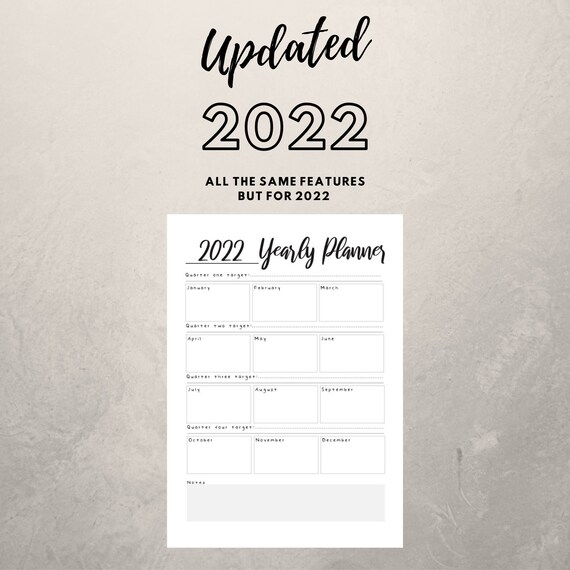 2022 Printable Calendar Instant Download PDF Yearly Planner. | Etsy