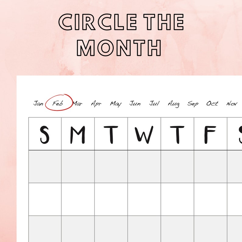 Printable Calendar. Any Month Any Year - Etsy