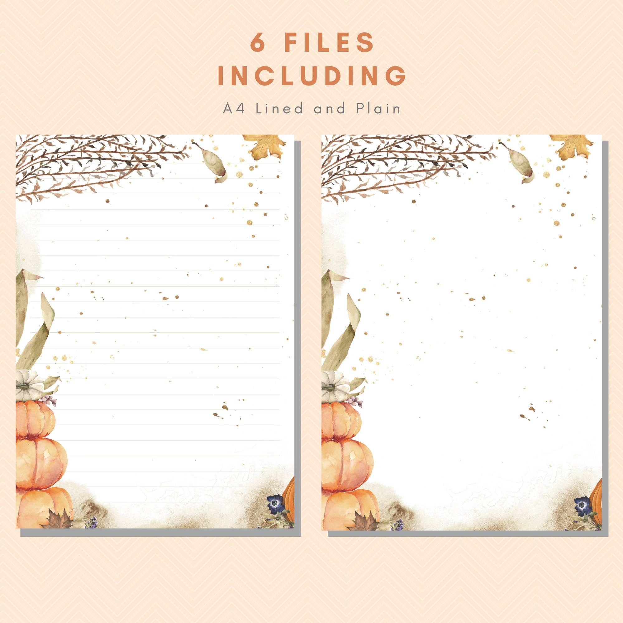 Fall Printable Stationery Paper / A4 A5 / Lined Unlined / Letter ...