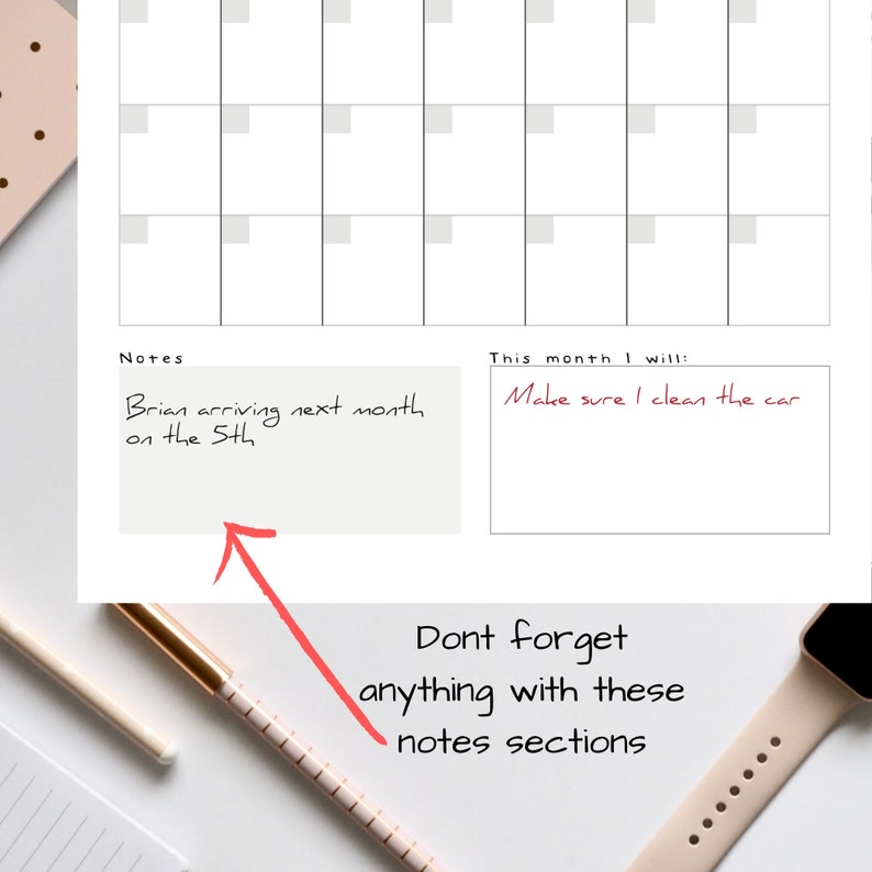 Undated Monthly Planner Printable | Minimalist Calendar Template ...