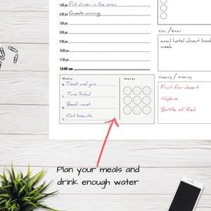 Daily Planner Printable | Hourly Schedule, Meal & Water Tracker ...