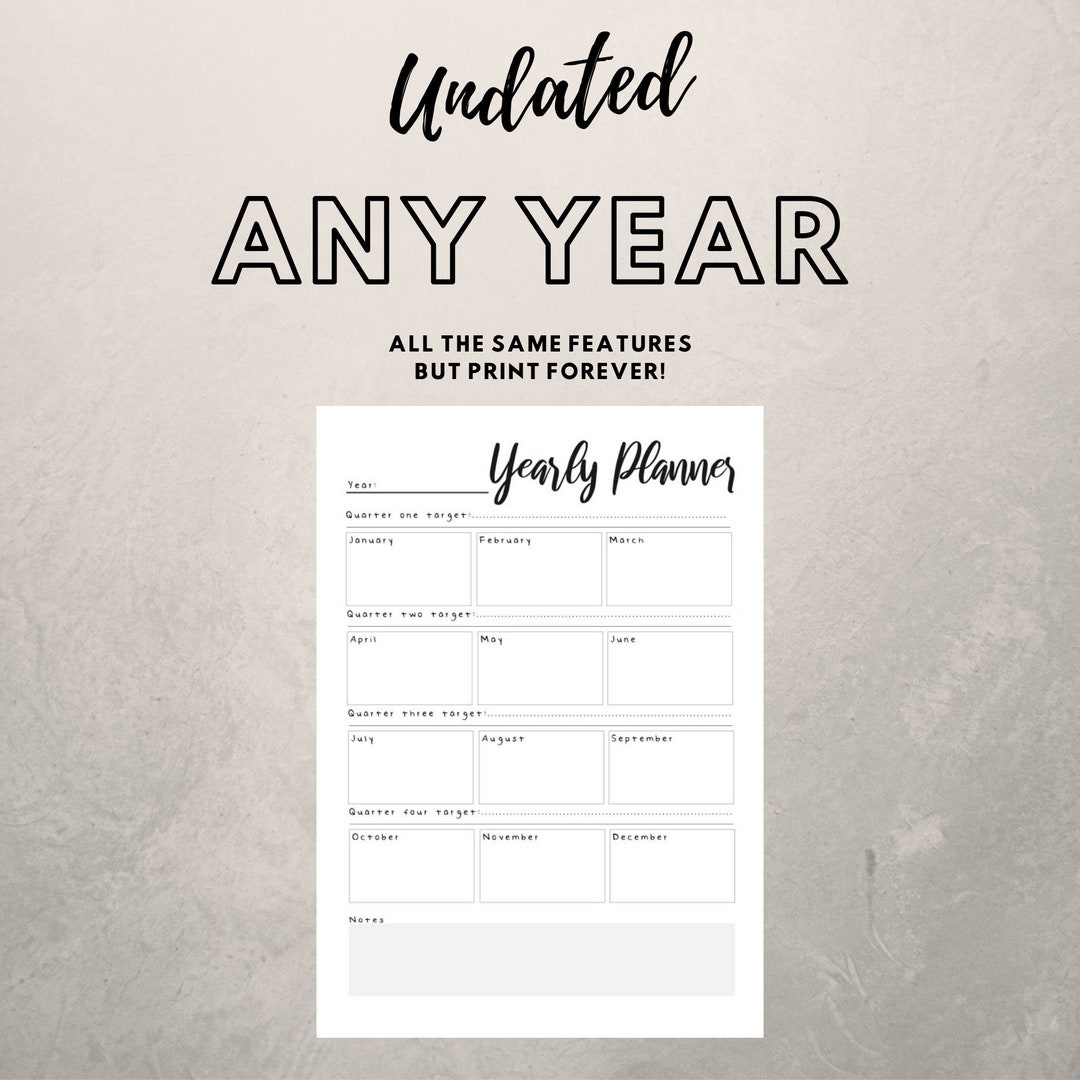 Printable Calendar Instant Download PDF Yearly Planner. Monthly Planner ...