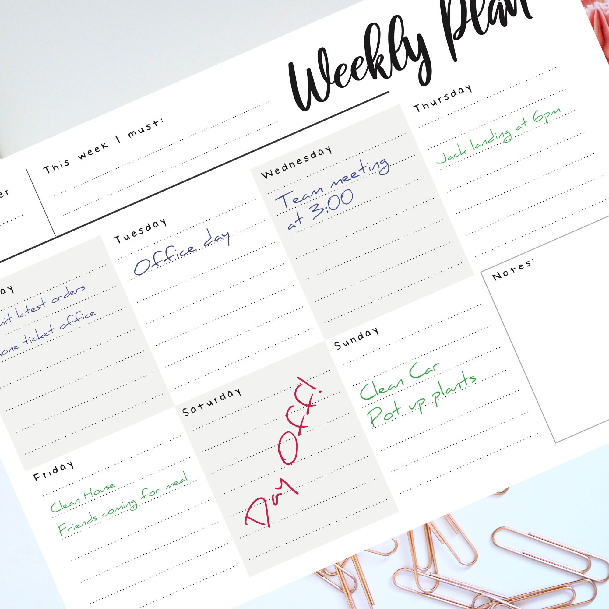 Weekly Planner Printable Planner Pages Instant Download PDF. - Etsy