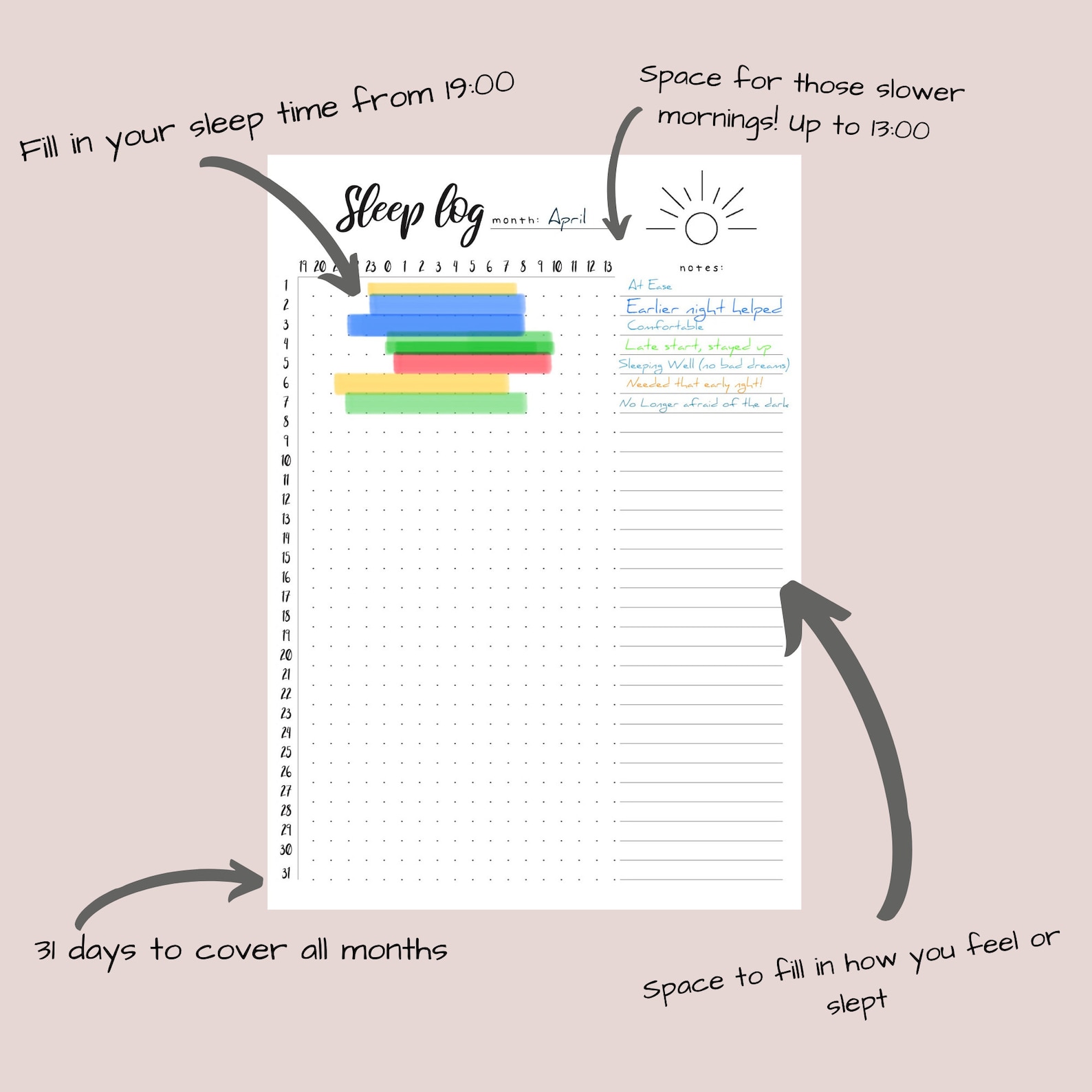 Sleep Log, Printable Instant Download PDF. Sleep Tracker. A4 and A5 ...