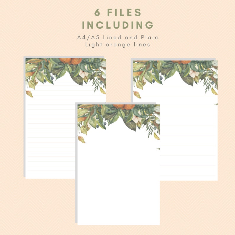 Fall Autumn Printable Stationery Paper / A4 A5 / Lined Unlined / Letter ...