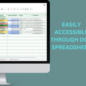 A Dream Job Application Tracker Excel Spreadsheet | Digital Download - Etsy