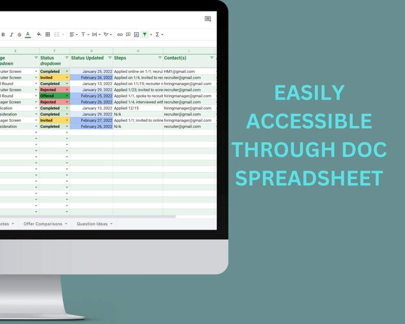 A Dream Job Application Tracker Excel Spreadsheet | Digital Download - Etsy