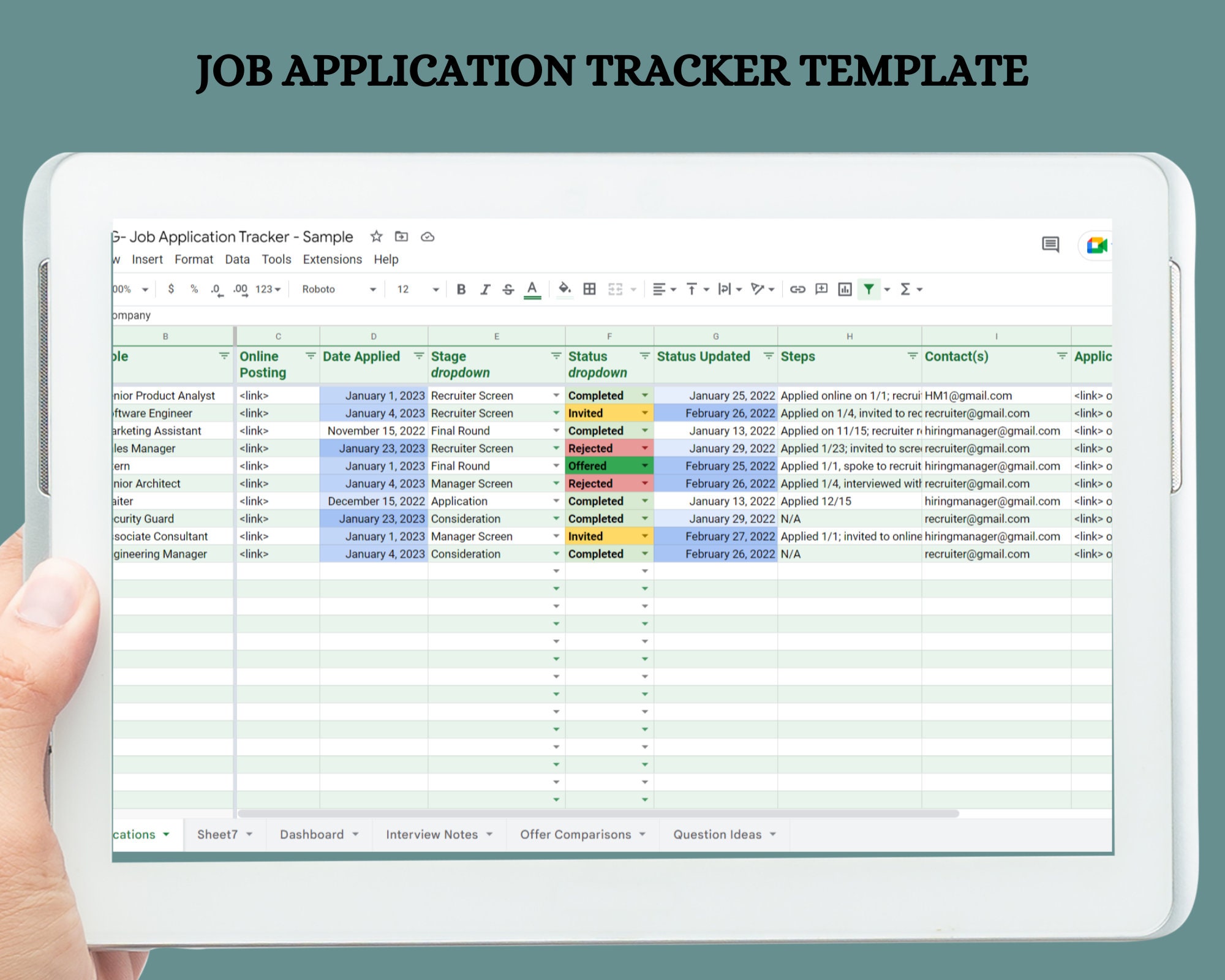 A Dream Job Application Tracker Excel Spreadsheet Digital Download - Etsy