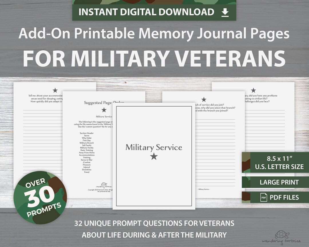 Military Printable Keepsake | Add-on Guided Journal for Military ...