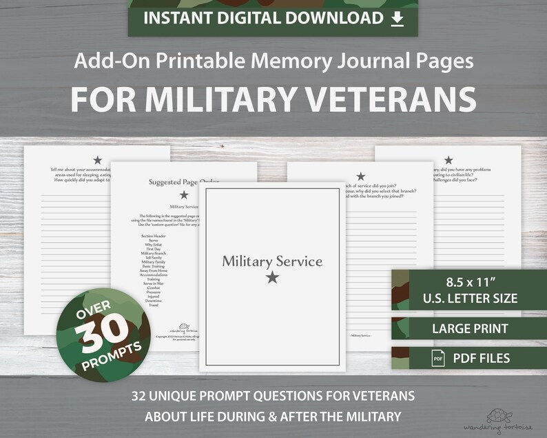 Military Printable Keepsake | Add-on Guided Journal for Military ...
