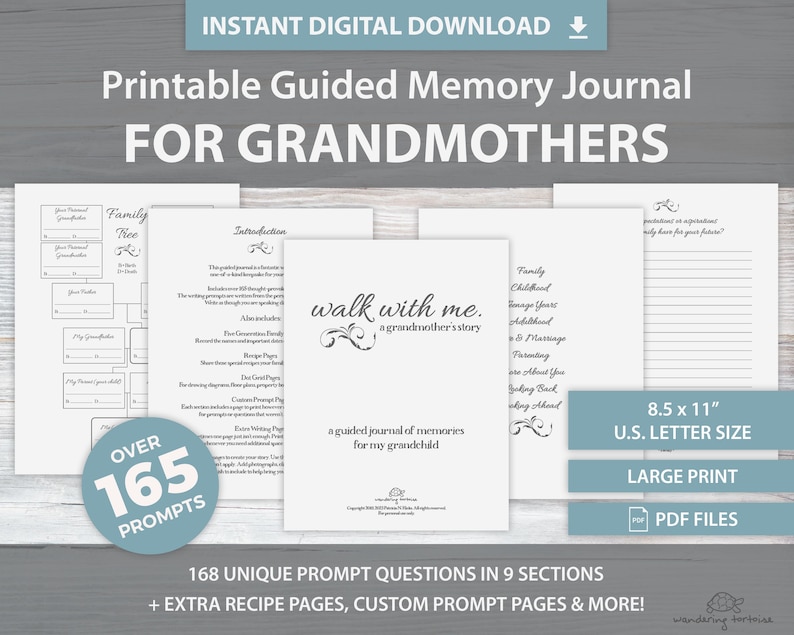 Grandma Printable Keepsake Book | Guided Memory Journal for ...