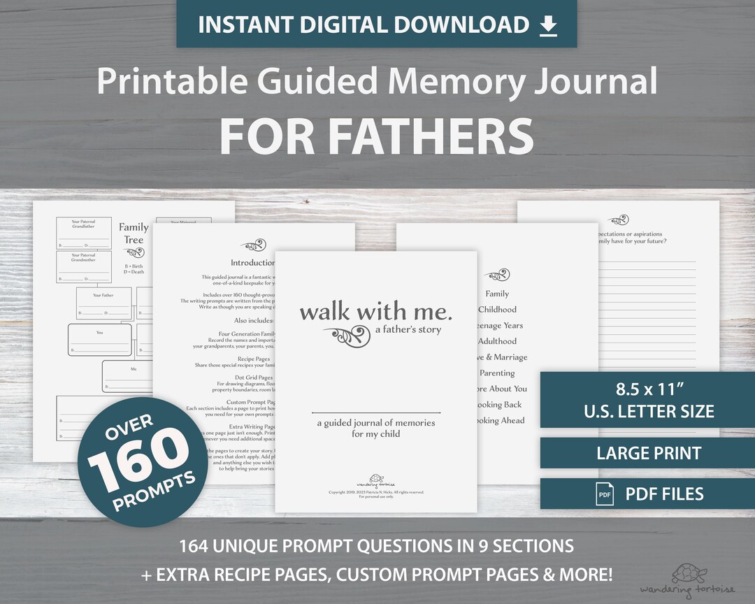 Father Printable Keepsake Book | Guided Memory Journal for Dad | Over ...