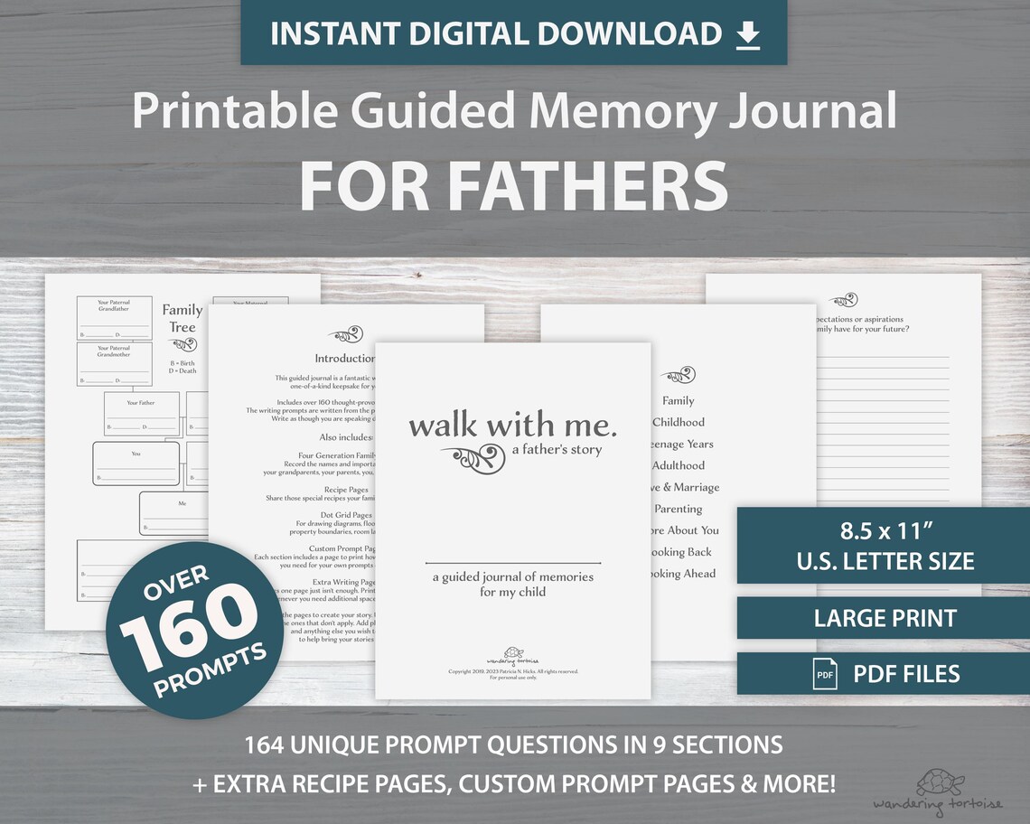 Father Printable Keepsake Book | Guided Memory Journal for Dad | Over ...