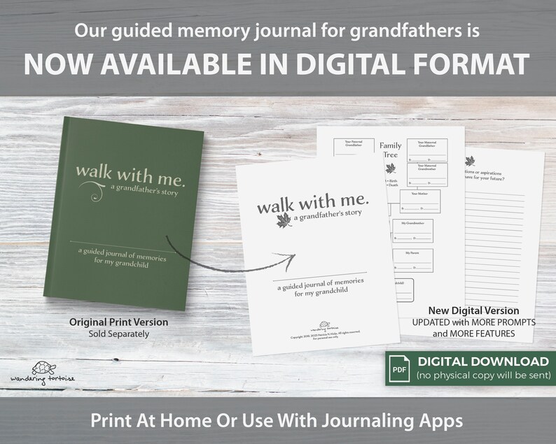 Grandpa Printable Keepsake Book | Guided Memory Journal for ...
