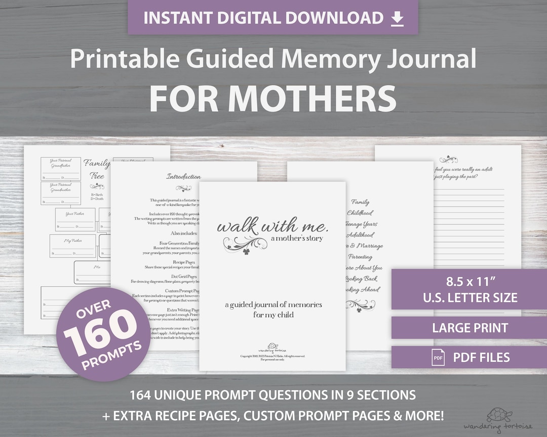 Mother Printable Keepsake Book | Guided Memory Journal for Mom | Over ...