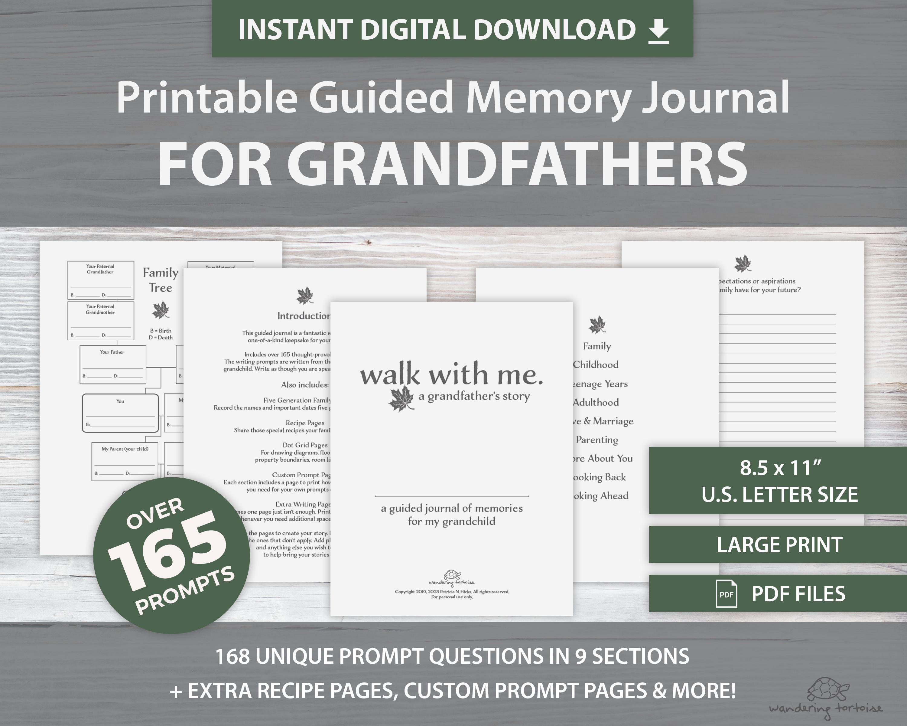 Grandpa Printable Keepsake Book | Guided Memory Journal for ...