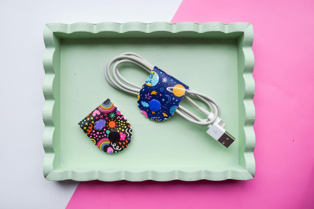 Scalloped Cable Tidy, Cable Keeper, Cord Tidy Fun & Colourful Print ...