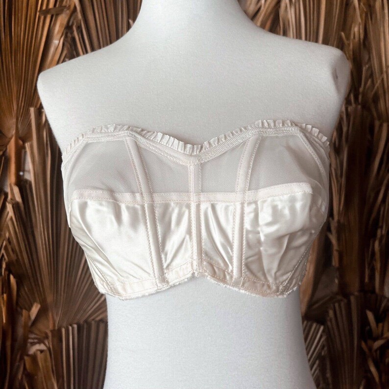 Vintage 40s Strapless Bullet Bra Bustier 34 B Even-pul White Satin - Etsy