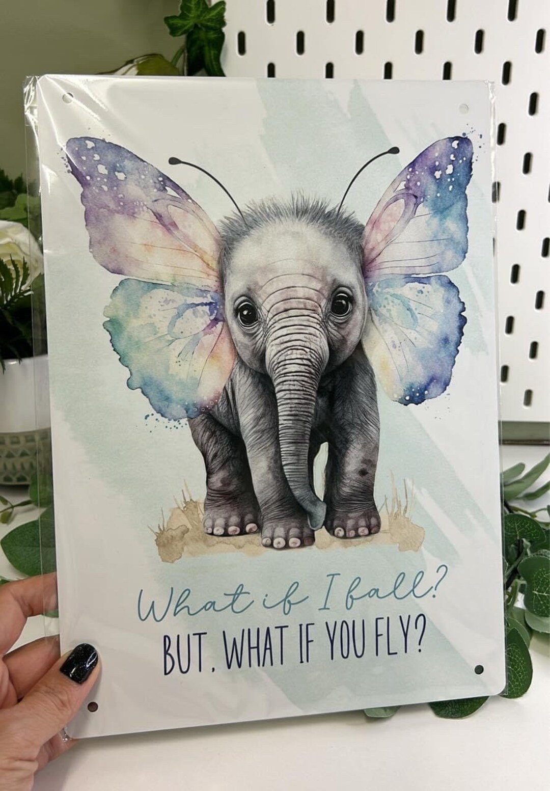 Aluminium Elephant Plaque, Butterfly Elephant Sign, Elephant Gift, Gift ...