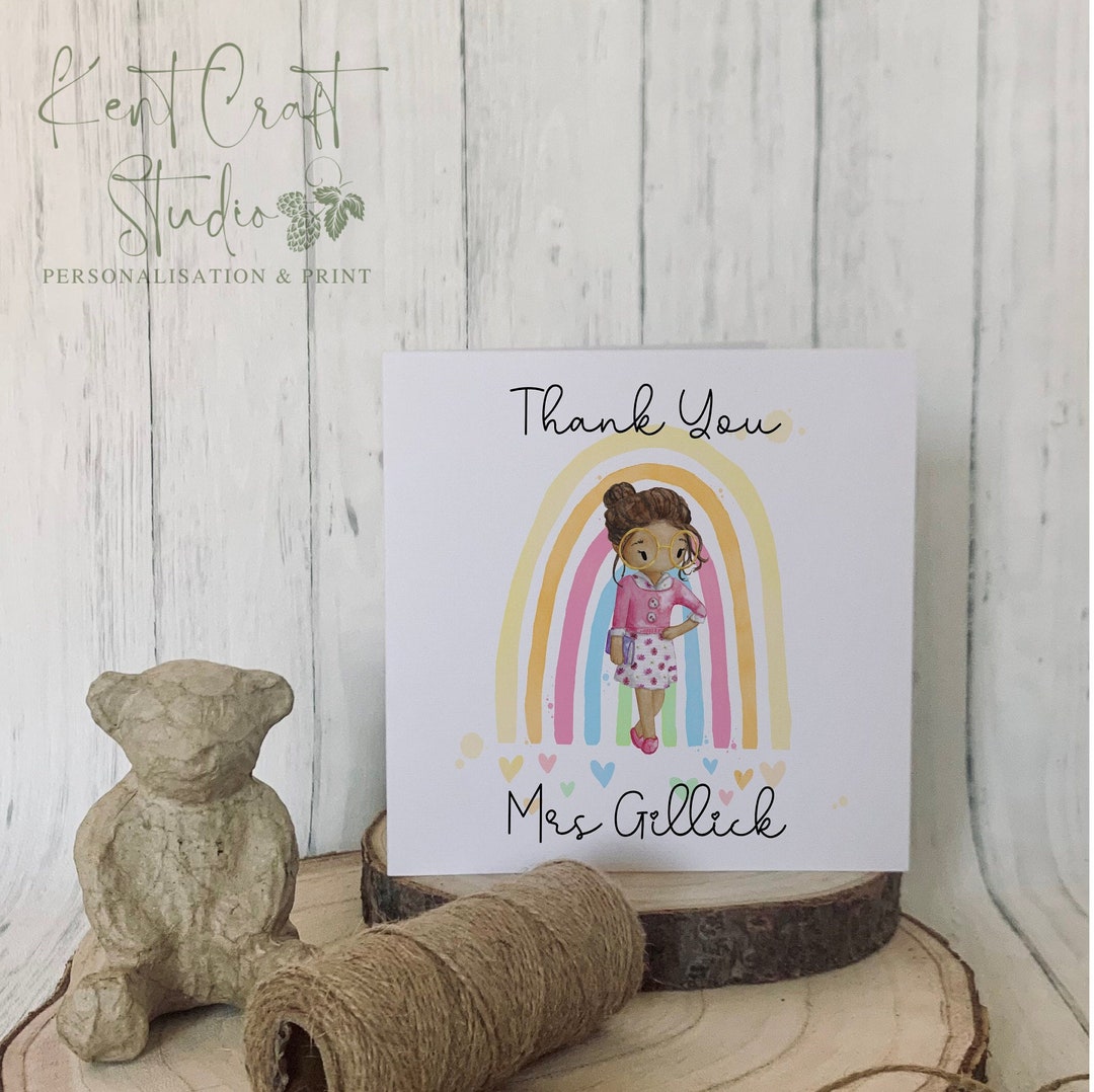 Personalised Teacher Card, End of Year Gift, Teacher Appreciation ...