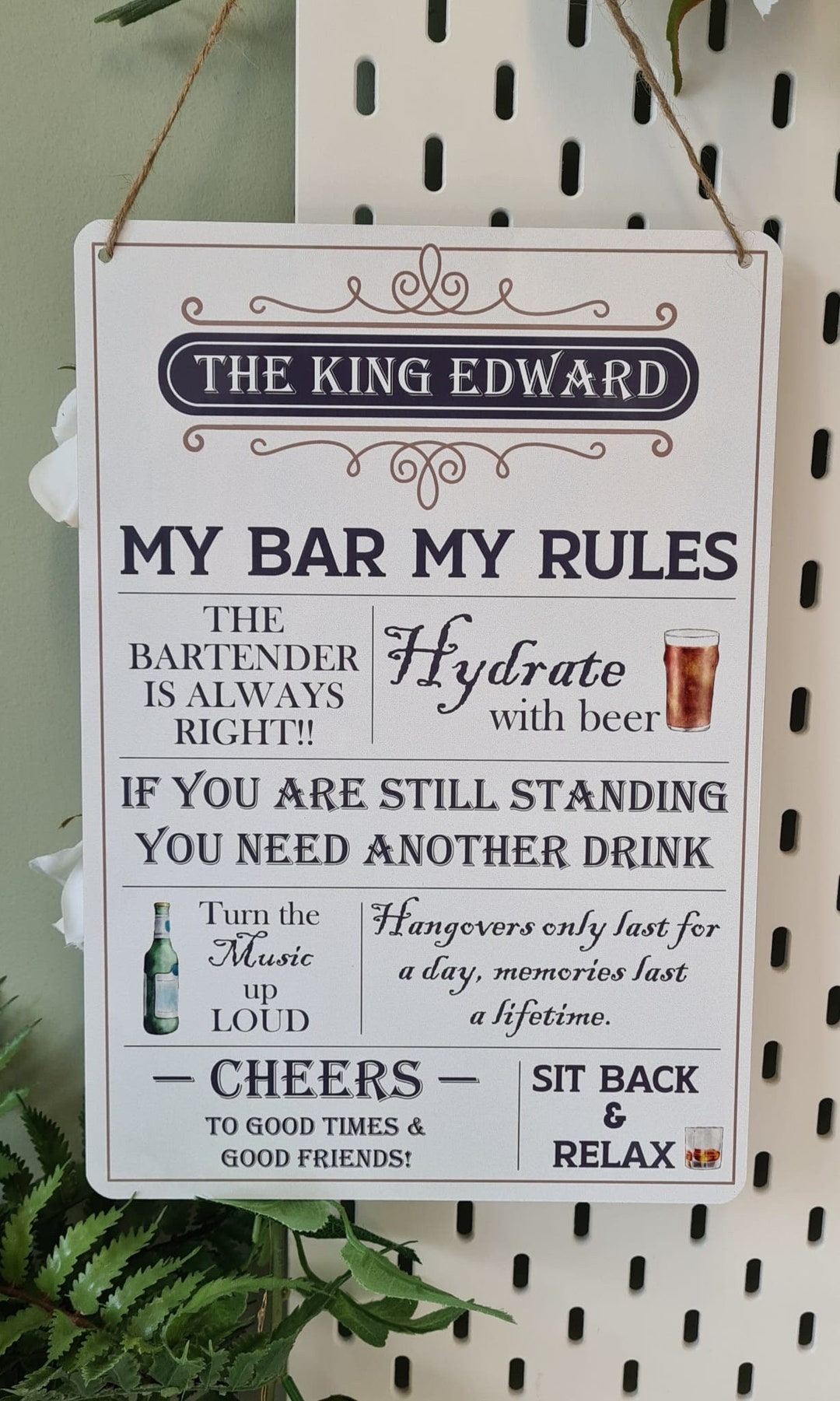 Aluminium Garden Bar Rules Hanging Metal Sign Plaque - Personalised ...