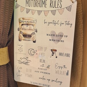 Aluminium Motorhome Camper Rules Hanging Metal Sign Plaque ...