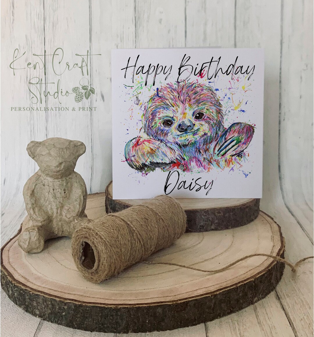 Personalised Sloth Birthday Card, Sloth Greetings Card, Gift for Him ...
