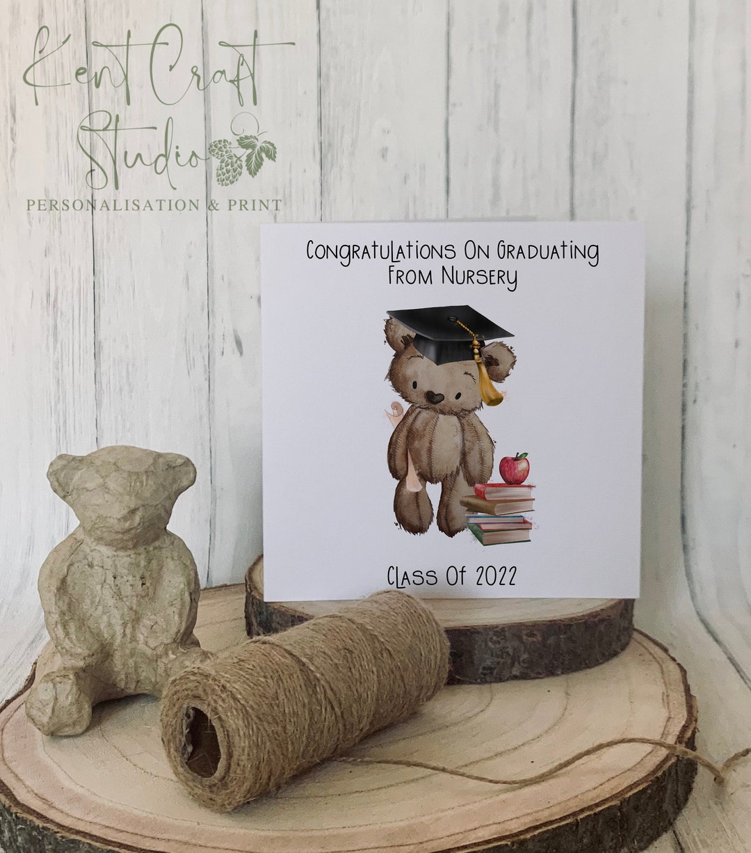 Personalised Teddy Bear Graduation Nursery Greetings Card Leaver Class ...