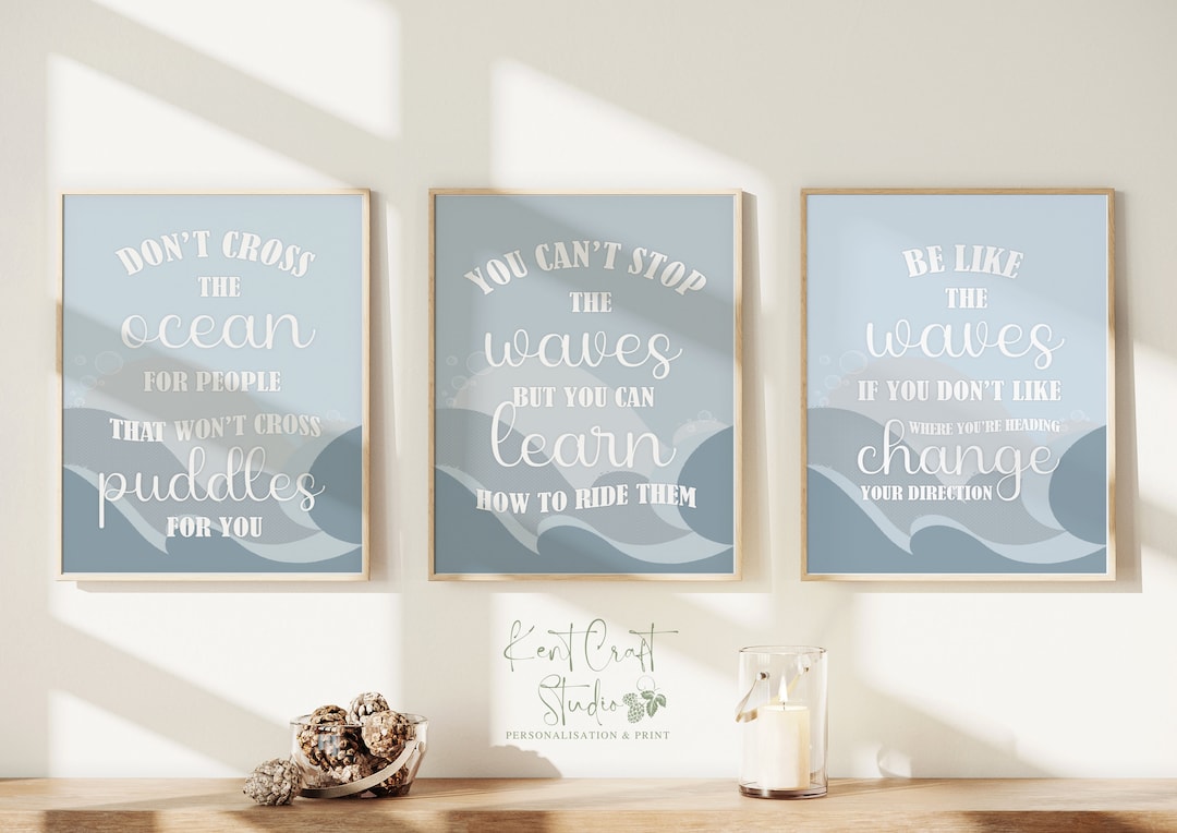 Positive Prints, Waves Bathroom Affirmation Prints, A4 A3 Poster Art - Etsy