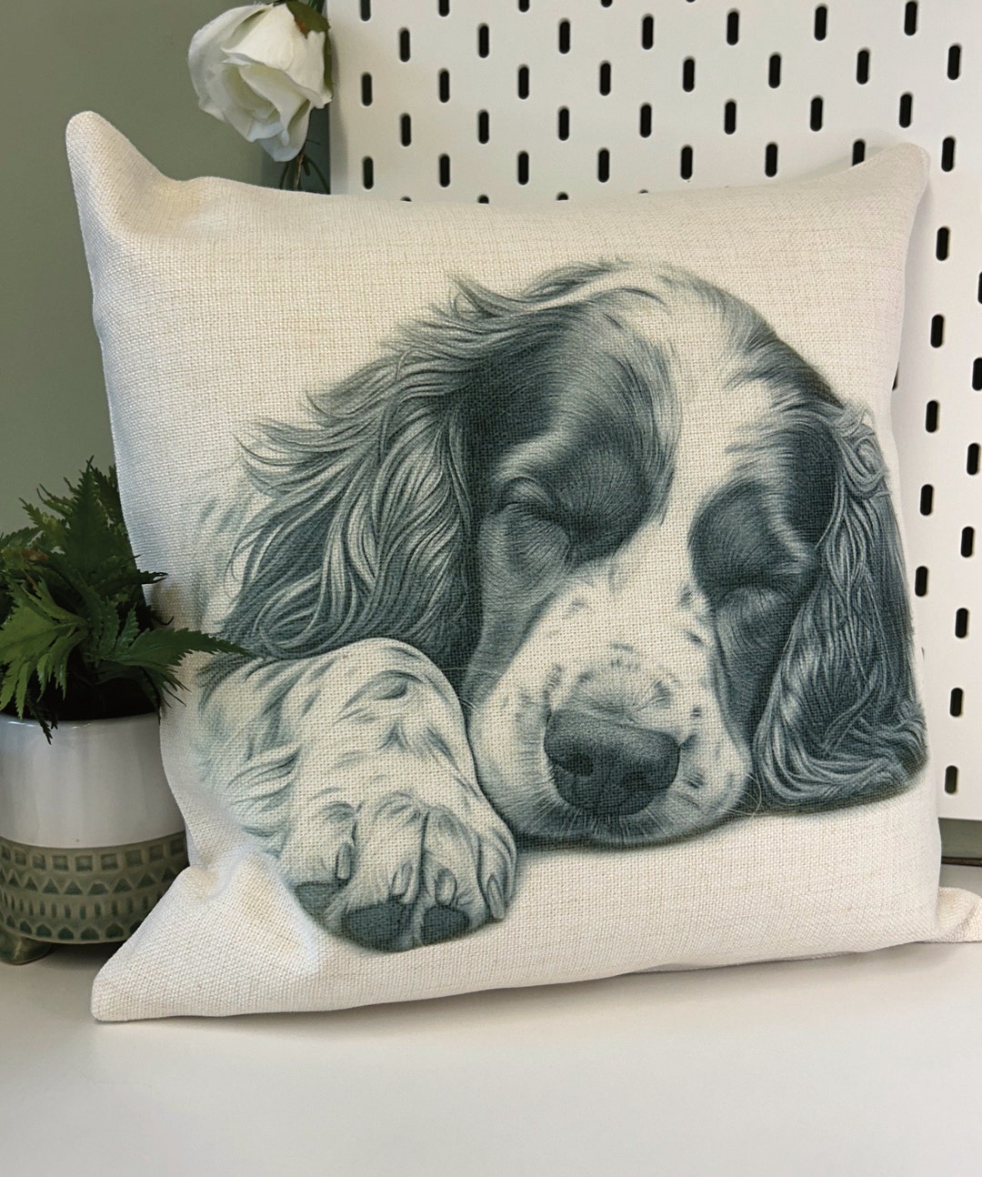 Springer Spaniel Dog Linen Farmhouse Canvas Cushion Decor Gift - Etsy