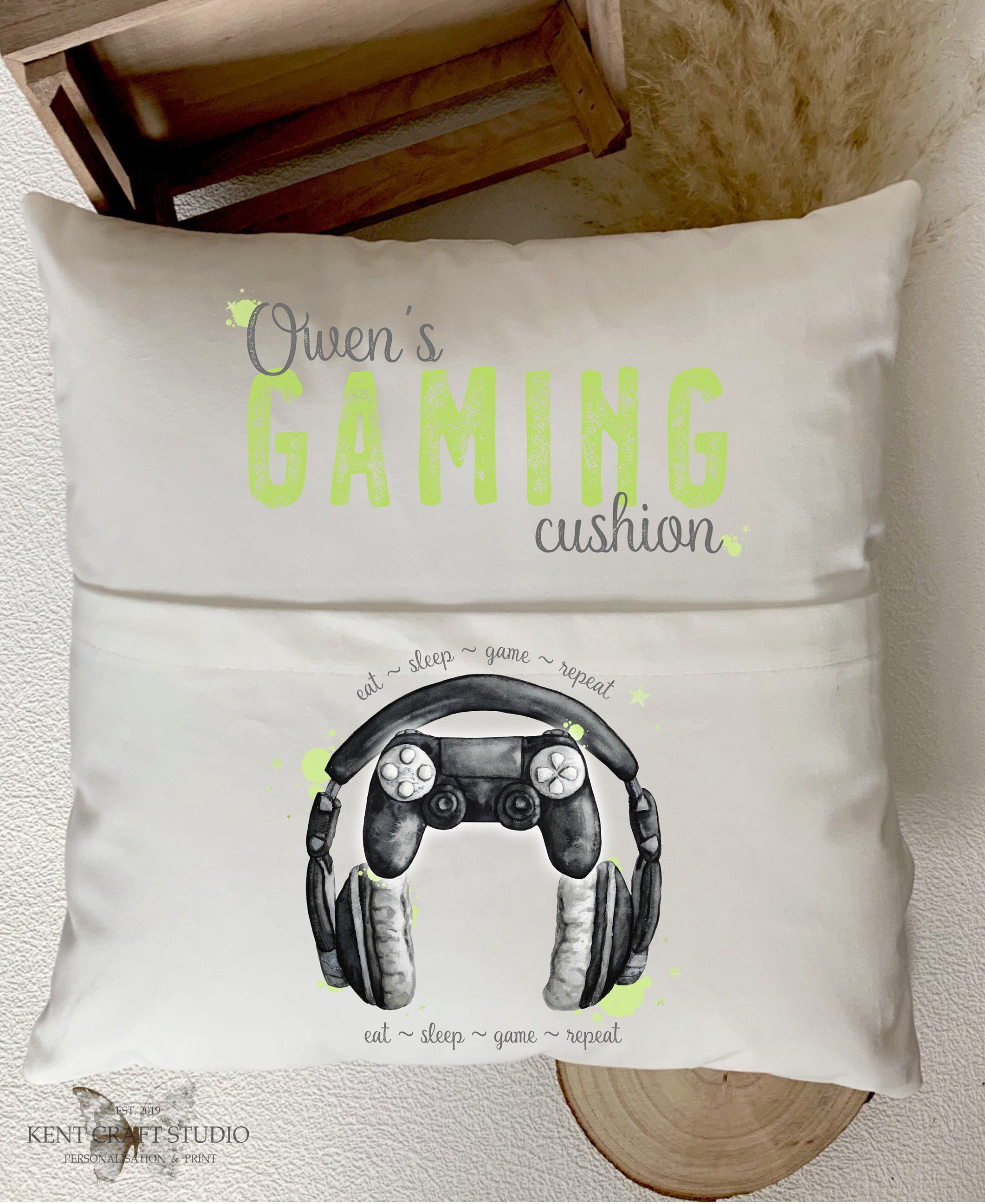 Personalised Gaming Boys Girls Room Pocket Cushion - Gamer - Controller ...