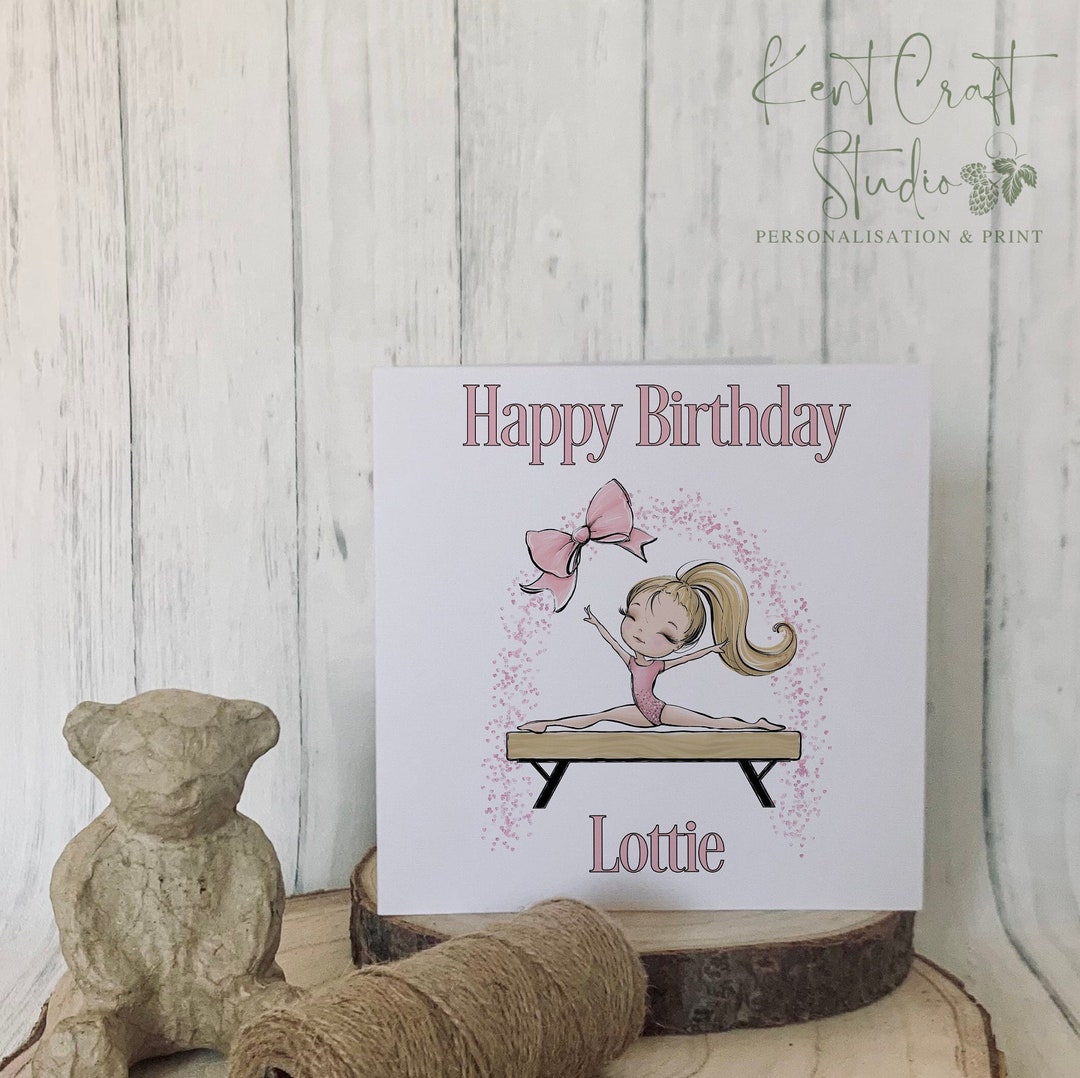 Personalised Birthday Card, Gymnastics Birthday, Card for a Gymnast ...