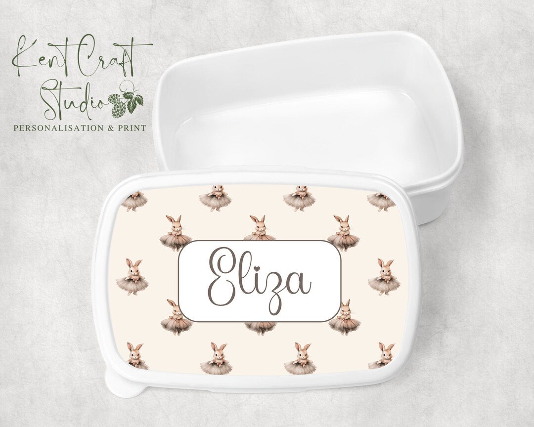 Personalised Ballet Rabbit Snack Box, Lunch Box, School Lunch Bag, Back ...