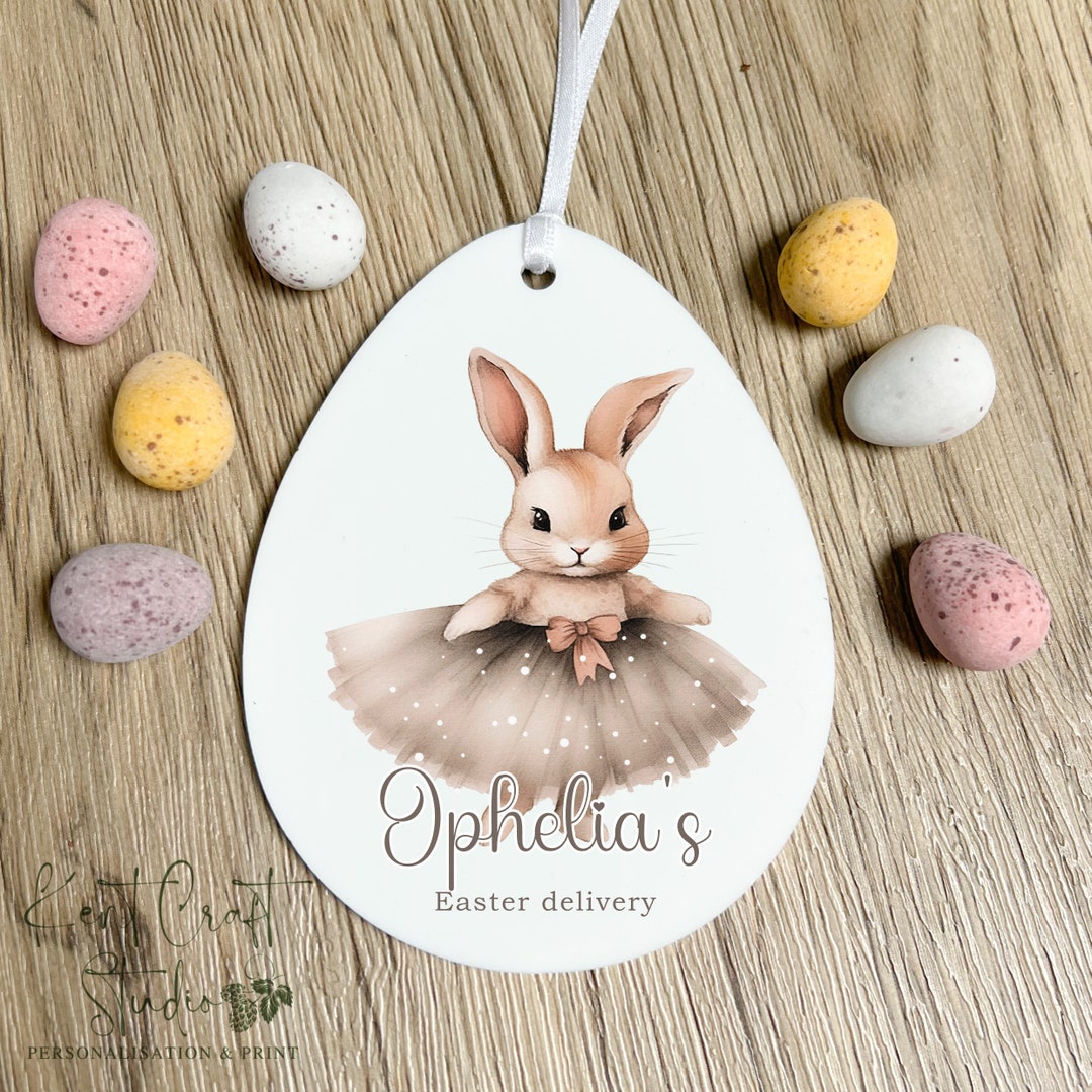 Personalised Easter Ballerina Rabbit Acrylic Gift Tag - Easter Basket ...
